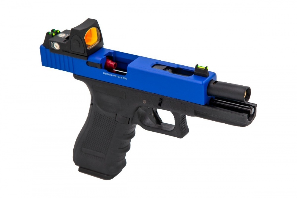 EU18C Full Auto Pistol Two Tone Blue with BDS Red Dot GBB Raven ...